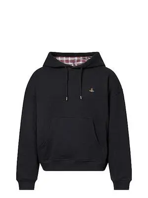 VIVIENNE WESTWOOD Cotton Hoodie With Embroidered Logo - Black/red Check
