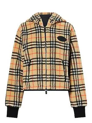 Burberry Hooded Wool-blend Jacket - Sand Ip Check