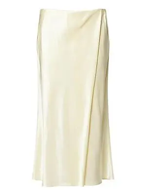 Khaite Satin Wrap Midi Skirt - Pale Yellow