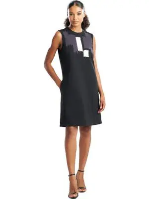 Natori Embellished Knit Crepe Shift Dress - Black
