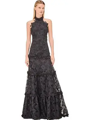 Alexis Paloma Floral Lace Gown - Black