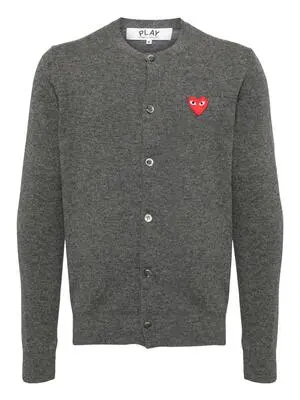 Play Comme Des Garcon Wool Cardigan - Grey