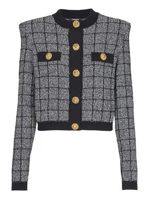 Balmain Tweed Cardigan - Black