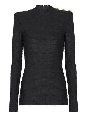 BALMAIN Monogram High-Neck Top