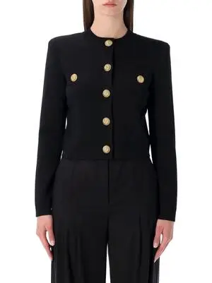 Balmain Buttoned Crewneck Cardigan - Black