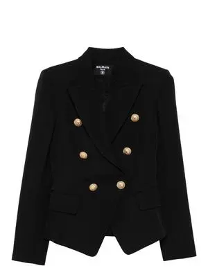 Balmain Wool Double-breasted Jacket - Black