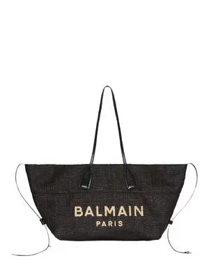 Balmain Track Raffia Tote - Black