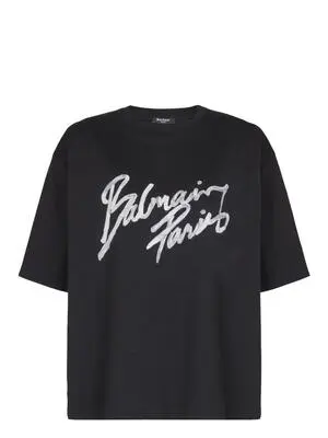 Balmain Logo Cotton T-shirt - Black