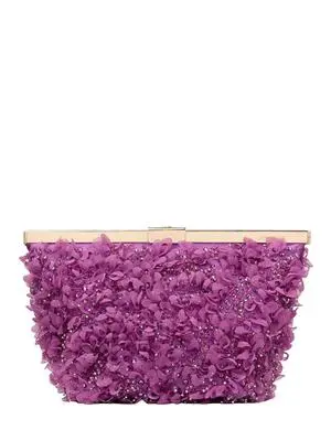 JIMMY CHOO Satin Clutch With Petal Embroidery - Violet Orchid/light Gold