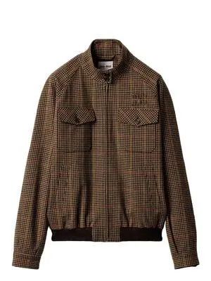 Miu Miu Houndstooth Check Blouson Jacket - Camel Brown