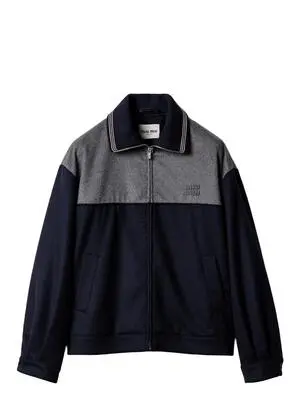 Miu Miu Velour Blouson Zip-up Jacket - Blue/grey
