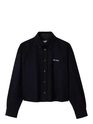 Miu Miu Velour Boxy Shirt - Navy