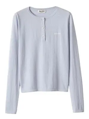 Miu Miu Cashmere Henley Sweater - Sky Blue