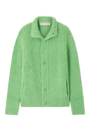 GOD'S TRUE CASHMERE Oversized Ribbed Cashmere-bouclé Cardigan - Green