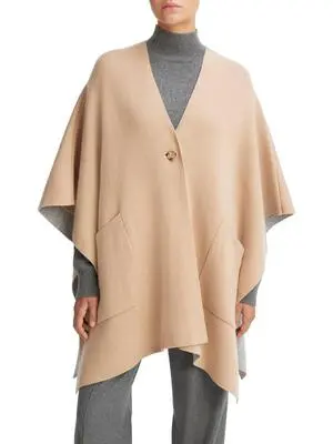 Vince Wool And Cashmere Double-face Cape - Camel Grey
