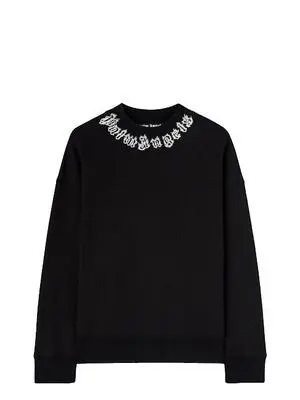 Palm Angels Crewneck With Neck Logo - Black/white