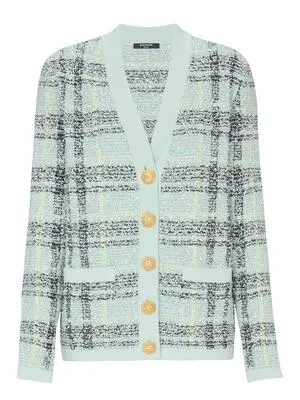 Balmain Tweed Sequin Cardigan - Green