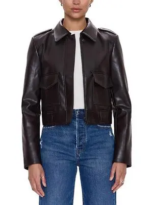 PISTOLA Bex Shrunken Faux Leather Jacket - French Roast
