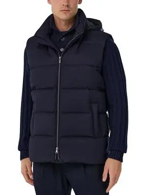 Boggi Milano Hooded Down Gilet - Navy Blue