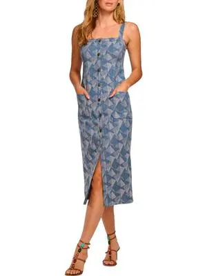 Ramy Brook Marine Print Sleeveless Midi Dress - Geo Denim