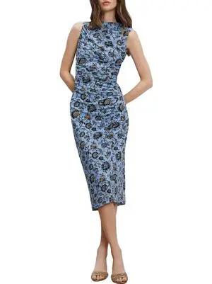 Veronica Beard Sylviani Floral Print Sheath Dress - Ice Blue Multi