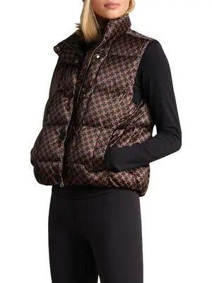 RHONE Water Repellent Houndstooth Down Vest - Chestnut Brown Houndstooth