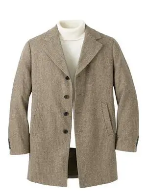 PAUL FREDRICK Herringbone Topcoat - Tan