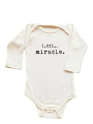 TENTH & PINE Organic Baby Bodysuit Long Sleeve - Natural Black Lettering