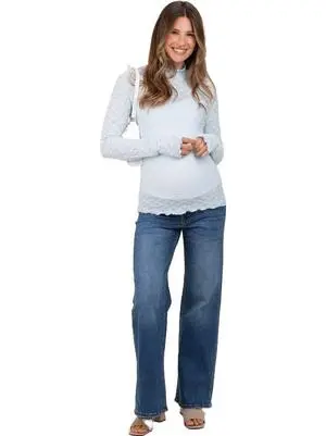 PINKBLUSH Wide Leg Maternity Jeans - Blue