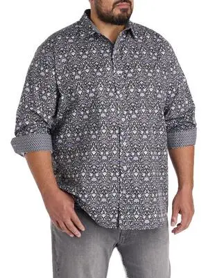 SYNRGY BY DXL Big & Tall Floral Sport Shirt - Black Multi