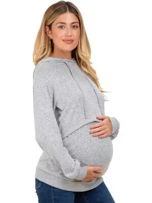 PINKBLUSH Maternity Nursing Hoodie - Heather Grey