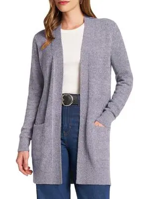 Matty M. Claire Longline Open Front Cardigan - Heather Denim Blue