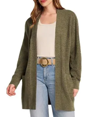 Matty M. Claire Longline Open Front Cardigan - Olive Green