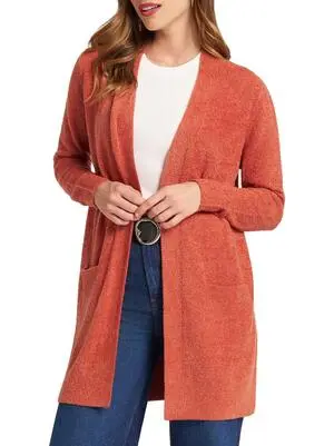Matty M. Claire Longline Open Front Cardigan - Sienna Orange
