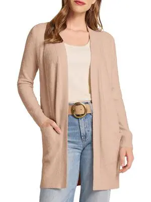 Matty M. Claire Longline Open Front Cardigan - Taupe Beige