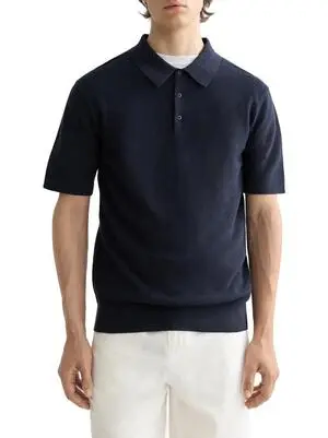 Scotch & Soda Structured Knit Cotton Polo - Sky Captain