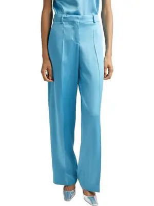 Stella McCartney Satin Straight-leg Pants - Steel Blue