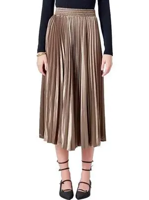 Endless Rose Sunburst Pleated Skirt - Mocha