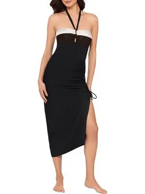 MAGICSUIT® Ruched Side Tie Convertible Cover-up Maxi Skirt - Black