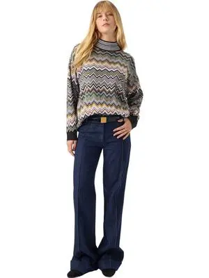 MISSONI Oversized High-Neck Sweater With Chevron Pattern