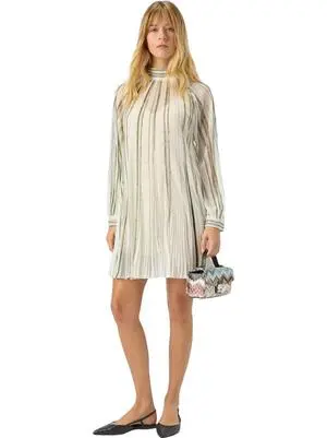 Missoni Striped Knit Mini Dress With Sash - White
