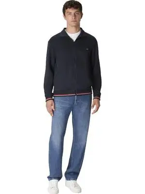 Missoni Zip-up High-neck Sweatshirt With Knit Embroidery And Logo - Blue