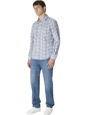 Missoni Poplin Cotton Shirt With Zigzag Pattern - Blue