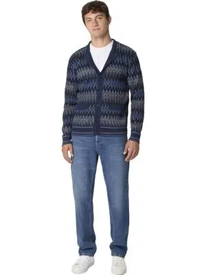 Missoni Zigzag Wool Cardigan - Blue & Grey
