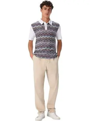 Missoni Short Sleeve Polo With Geometric Zigzag Pattern - Multicoloured