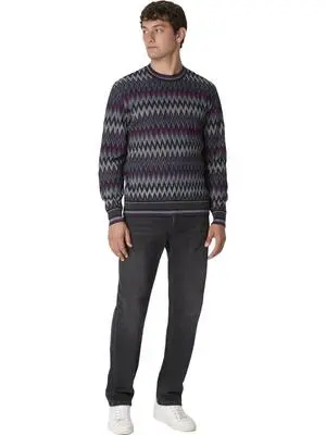 Missoni Crew Neck Sweater With 3D Zigzag Pattern Multicoloured