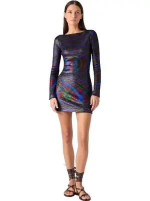 Missoni Long-sleeve Flame Pattern Mini Dress - Green & Purple