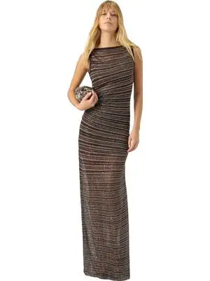 Missoni Long Striped Knit Dress - Black & Brown