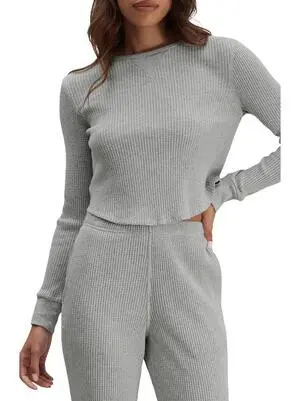 Lunya Waffle Soft Crewneck Top - Moonlit Grey Heather
