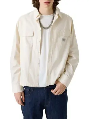 Guess Boxy Cotton Shirt Jacket - Ivory